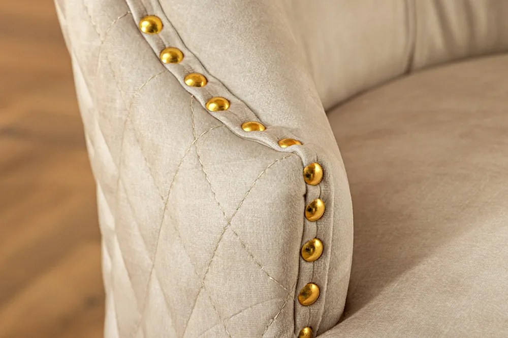 Designová židle Queen Lví hlava béžový samet