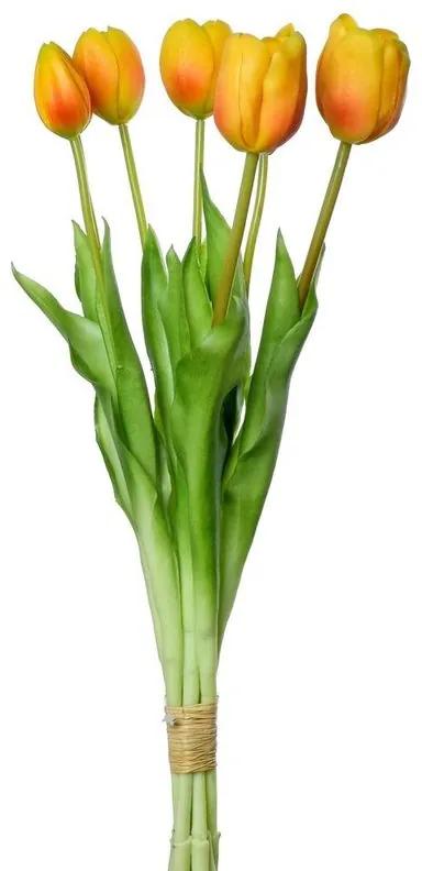 Umělé tulipány gumové žlutooranžové, svazek 7 ks- 44 cm