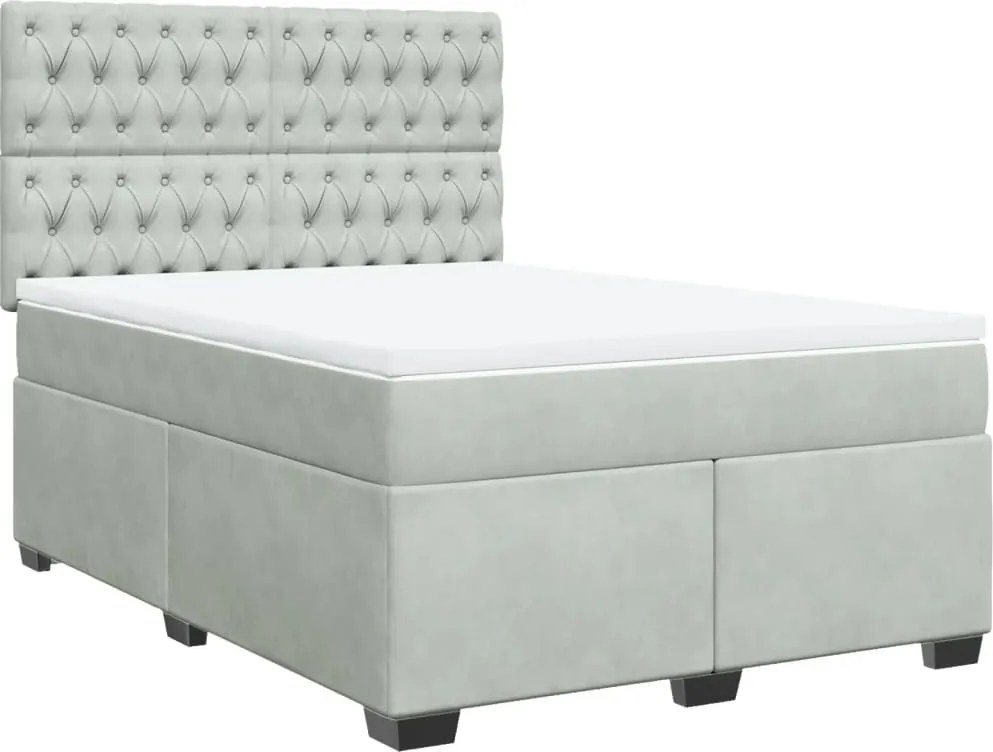 Box spring postel s matrací světle šedá 160x200 cm samet 3290960