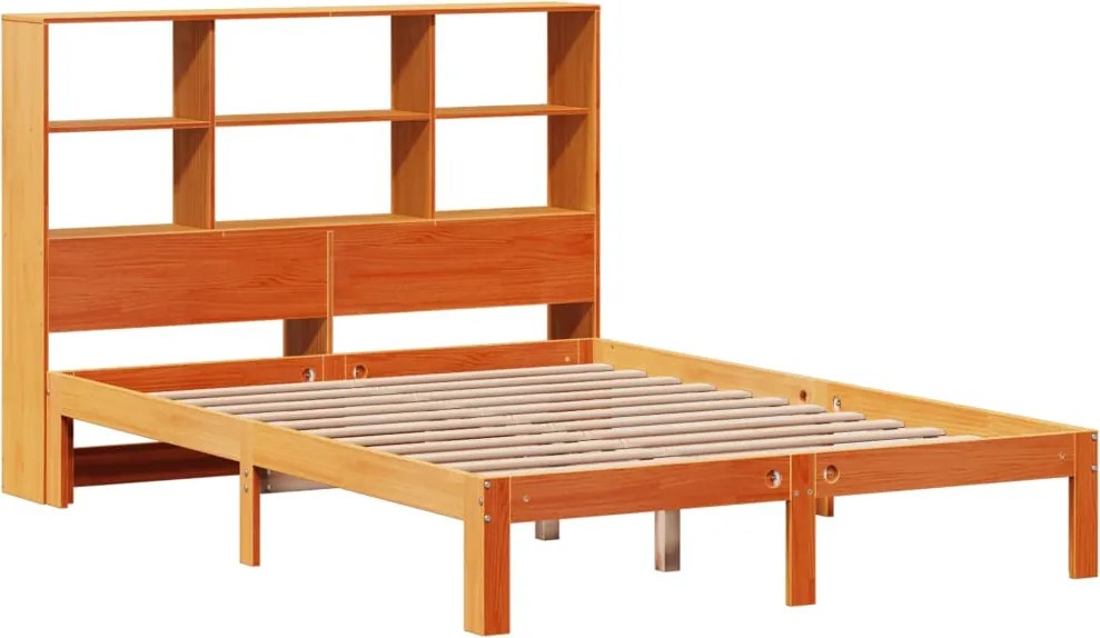Postel s knihovnou bez matrace 140 x 190 cm masivní borovice 3322576