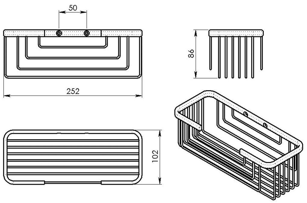 Gedy SMART police, 252x86x102mm, černá mat - 2419-14