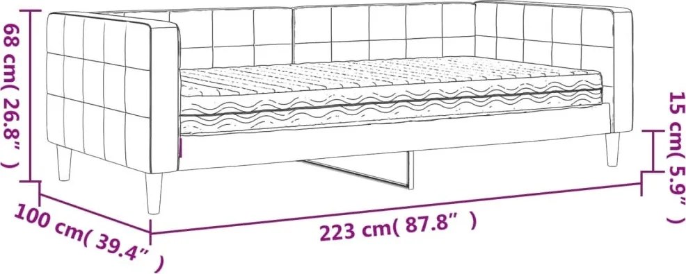 vidaXL Válenda s matrací 90 x 200 cm samet [3196667] Barva: Žlutá