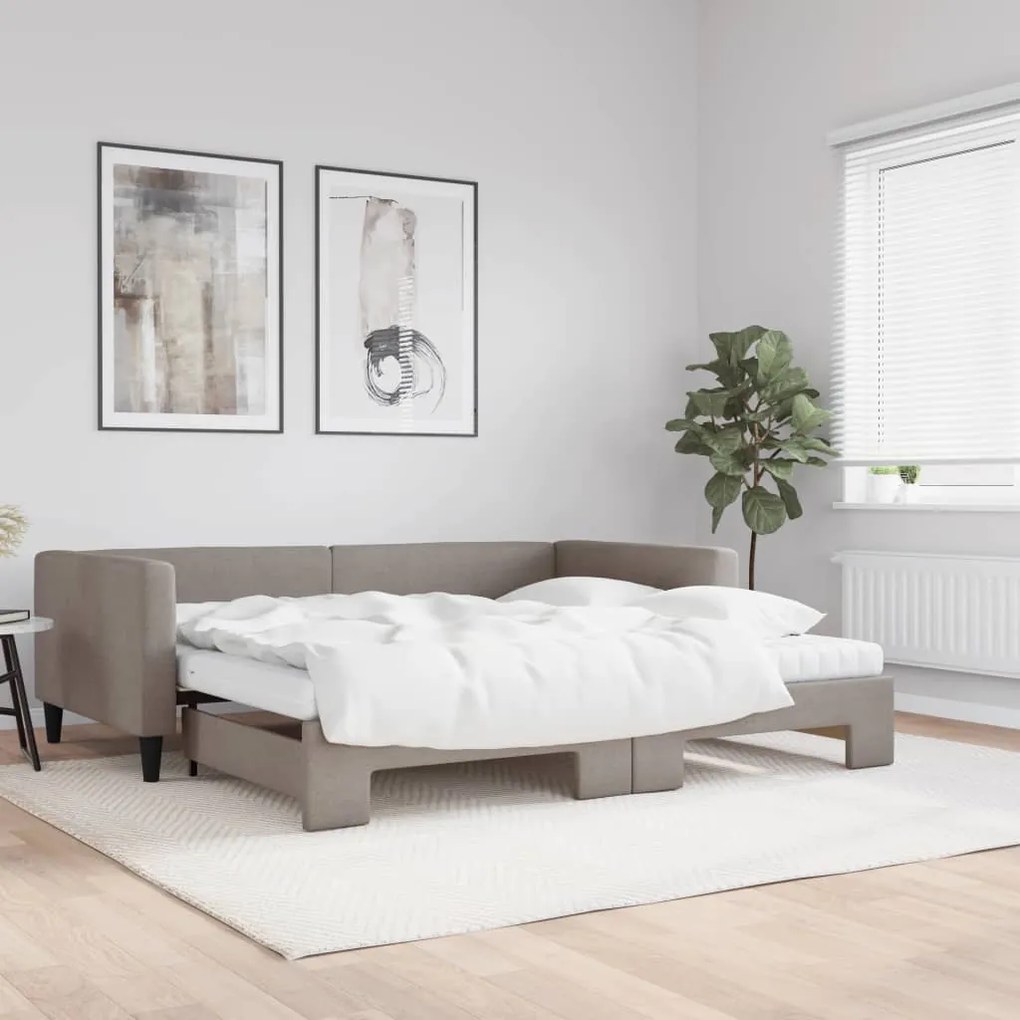 Válenda s přistýlkou a matracemi taupe 100 x 200 cm textil 3196604