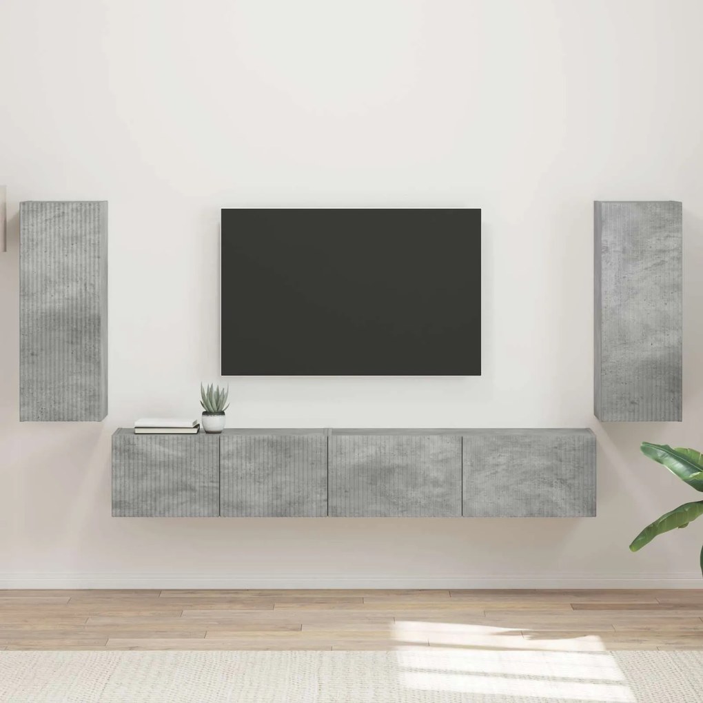 Sestava TV skříněk 4 ks Betonově šedá Kompozitní dřevo 3409162