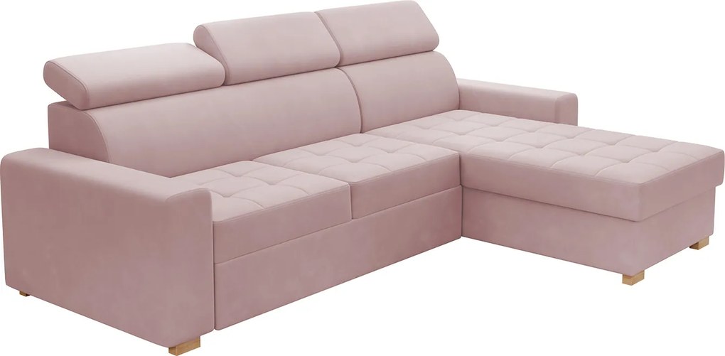 Rohová rozkládací sedací souprava do L MONSUM, 245 cm, s úložným prostorem Roh pohovky: Levý roh, Barva látky: Cihlová (Kronos 39)