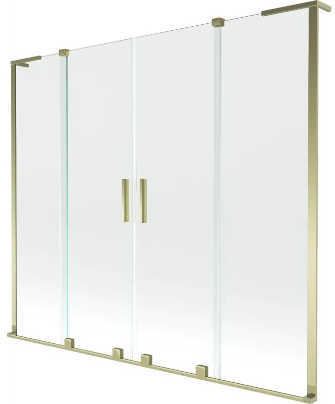 Mexen Velar L Duo, 2-křídlová posuvná vanová zástěna 180 x 150 cm, 8mm čiré sklo, zlatá lesklá, 896-180-003-02-50