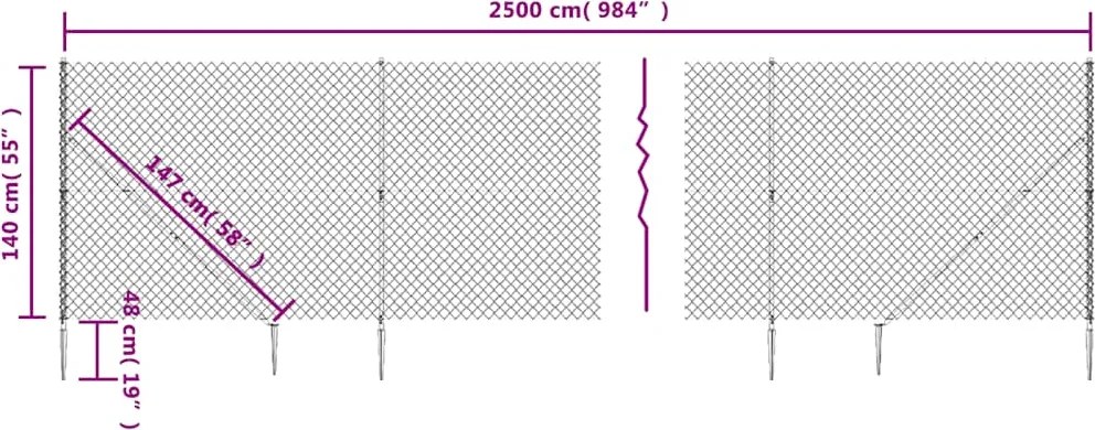 Drátěné pletivo s kotevními hroty zelené 1,4 x 25 m 153931