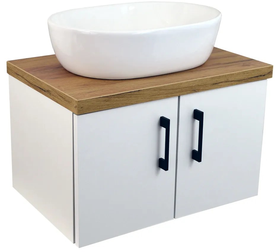 Comodo Koupelnová skříňka pod deskové umyvadlo Agria II W 60-HD - bílá/zlatý dub