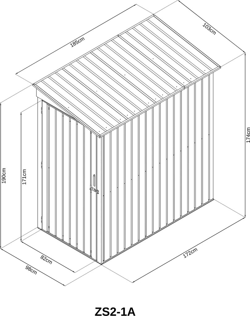 Zahradní domek BestBerg ZS2-1A / 1,9 m² / 103 x 185 x 190 cm / šedá