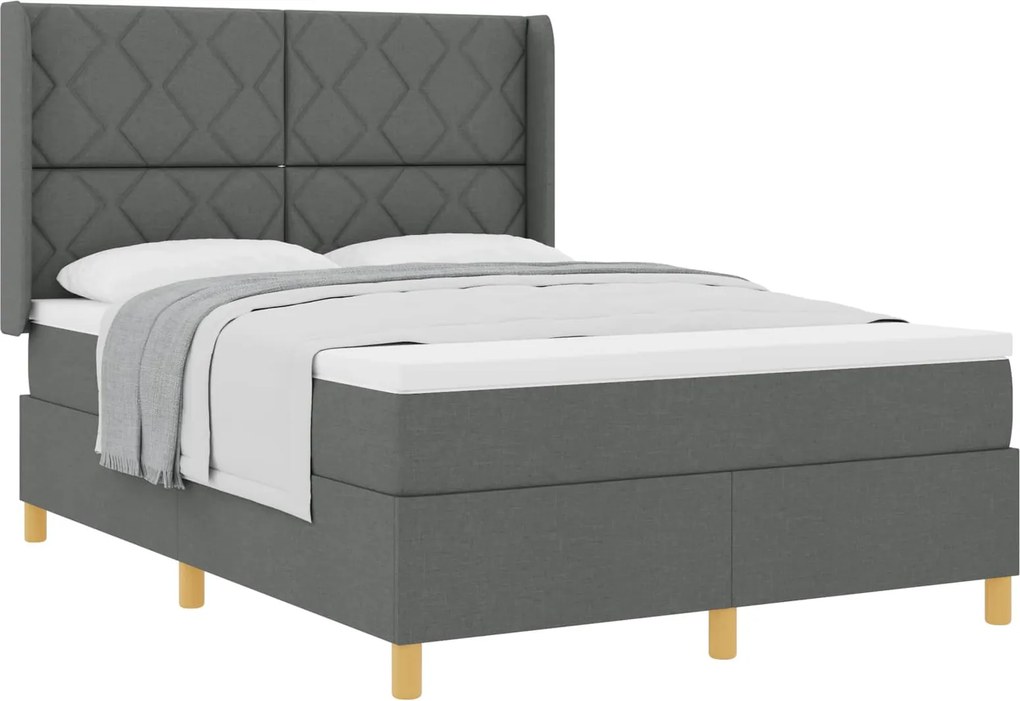Postel s boxspringem s čelo Tmavě šedá 160 x 200 cm textil 3341904