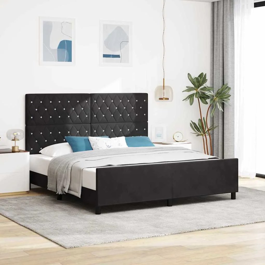 Postel s boxspringem s čelo Černá 180 x 200 cm samet 3344893