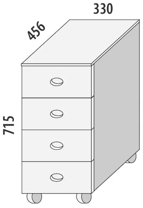 Domestav BUBBLES kontejner 4 zásuvky buk, mořený