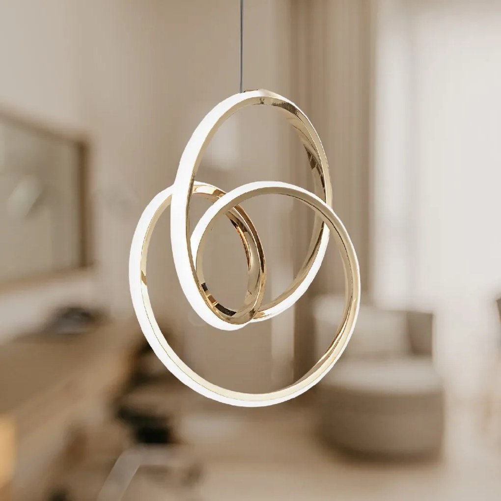 Toolight Toolight, LED závěsné svítidlo 25x30cm, 24W, 4000K, G076-1CP, zlatá lesklá, OSW-08650