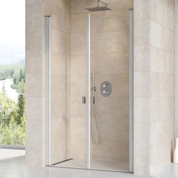 Ravak - Sprchové dveře dvoudílné Chrome CSDL2-90 - satin, transparentní sklo