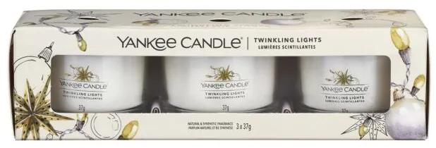 Yankee Candle Sada Votivní svíčky ve skle Twinkling Lights, 3 x 37 g