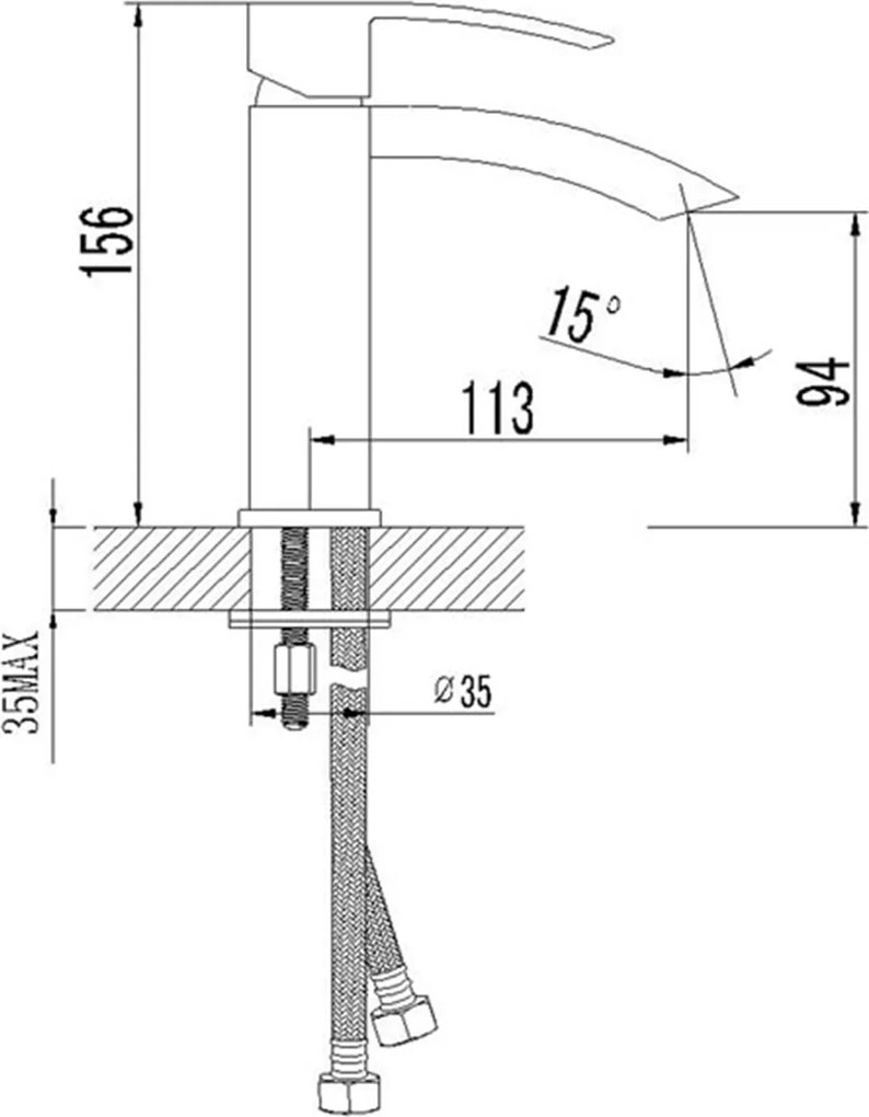 Sapho, GINKO 25 stojánková umyvadlová baterie bez výpusti, černá matná, 1101-06B