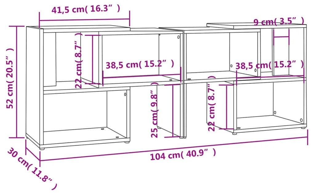 vidaXL TV skříňka šedá 104 x 30 x 52 cm dřevotříska