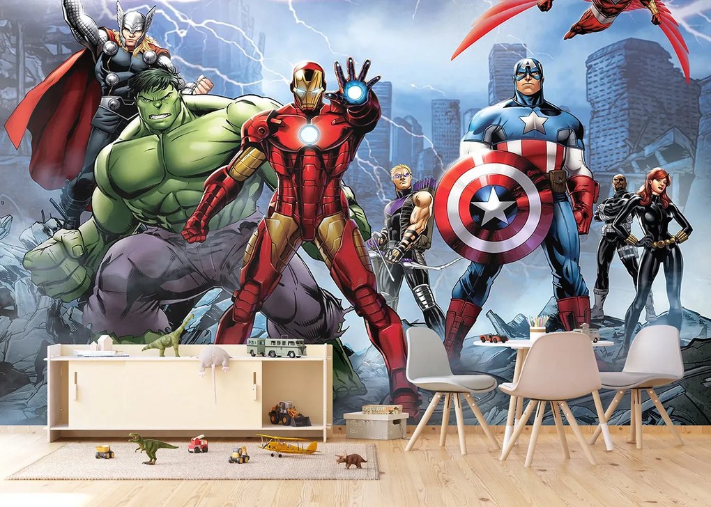 Vliesová fototapeta Komiksoví Avengers | 360 x 270 cm | DFTDNXXL5027
