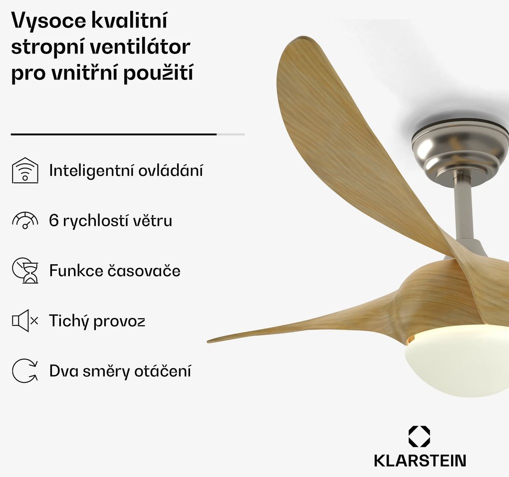 Klarstein Monteverde stropní ventilátor s nastavitelným osvětlením