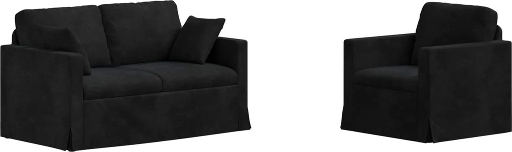 Set pohovek 2 ks Černá samet 3407513