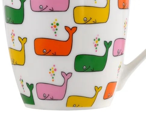 2-dílná sada porcelánových hrnků United Colors of Benetton / 360 ml / porcelán / barevné velryby