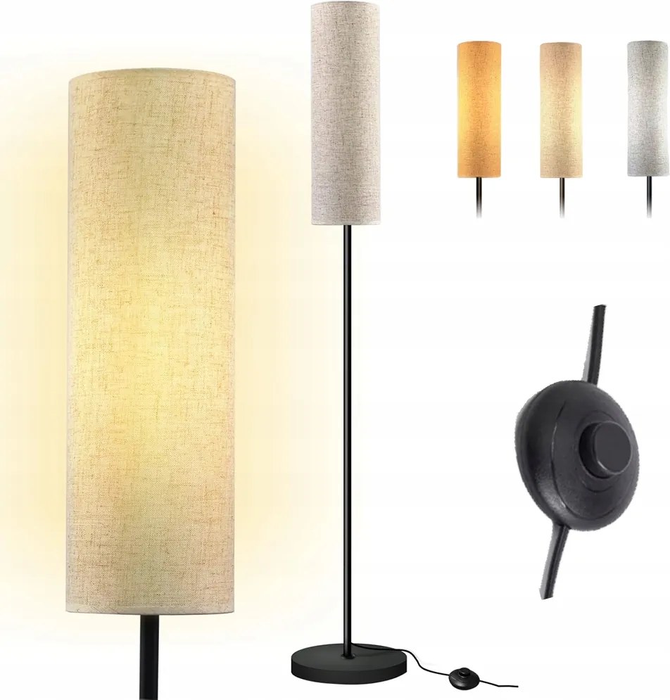 Stojací Lampa Na Čtení E27, Nastavitelná, 3 Režimy, 175 CM