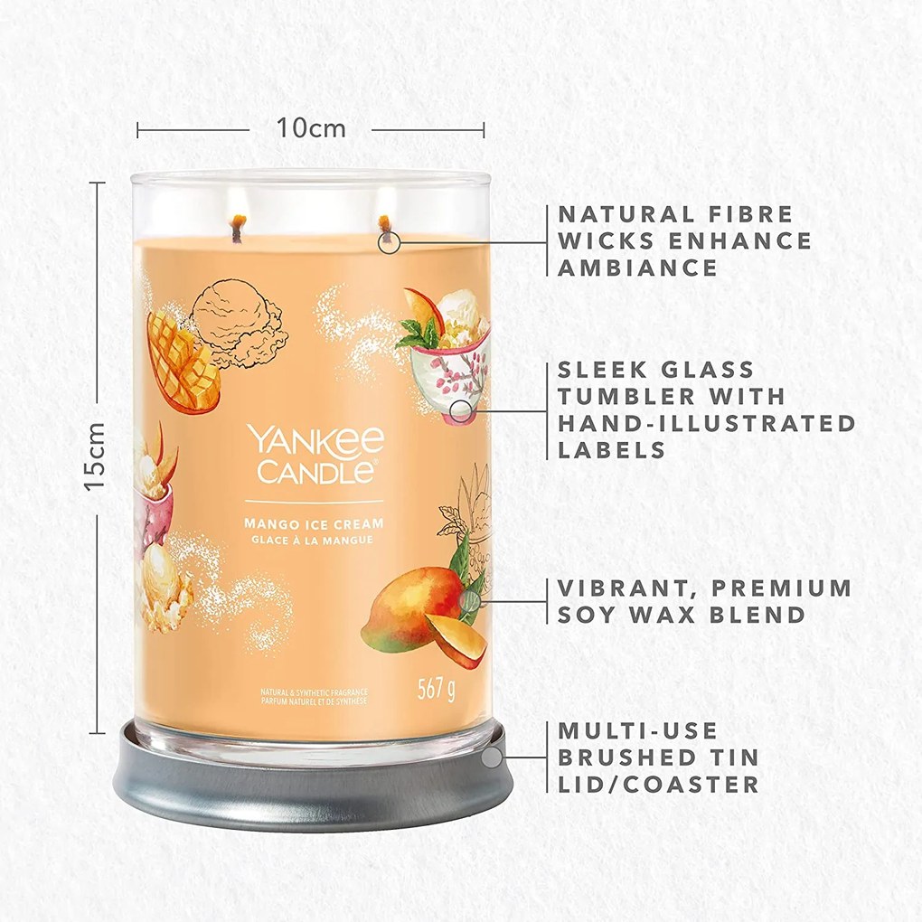 Yankee Candle vonná svíčka Signature Tumbler ve skle velká Mango Ice Cream 567g