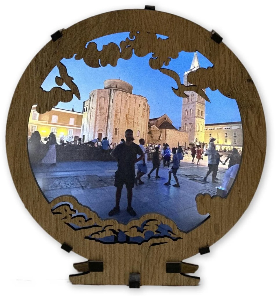 Li-Go Foto rámeček "V oblacích" 20x22cm bez podsvícení/s podsvícením provedení povrchu: dub světlý, varianta foto rámečku: jednoduchý bez podsvícení