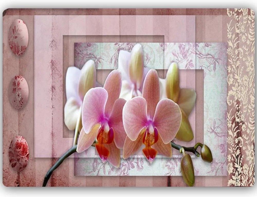 CARO Kovový obraz - Pink Orchid 60x40 cm