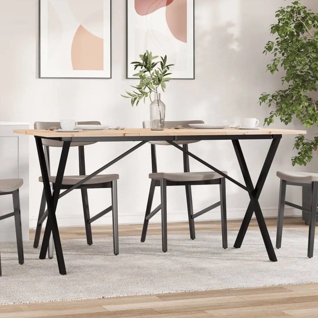 Jídelní stůl s X rámem 160 x 80 x 75 cm borové dřevo a ocel 3282699