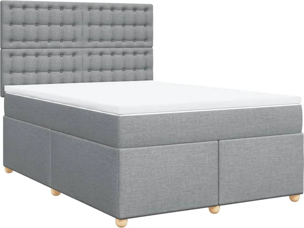 Box spring postel s matrací světle šedá 140 x 200 cm textil 3291317