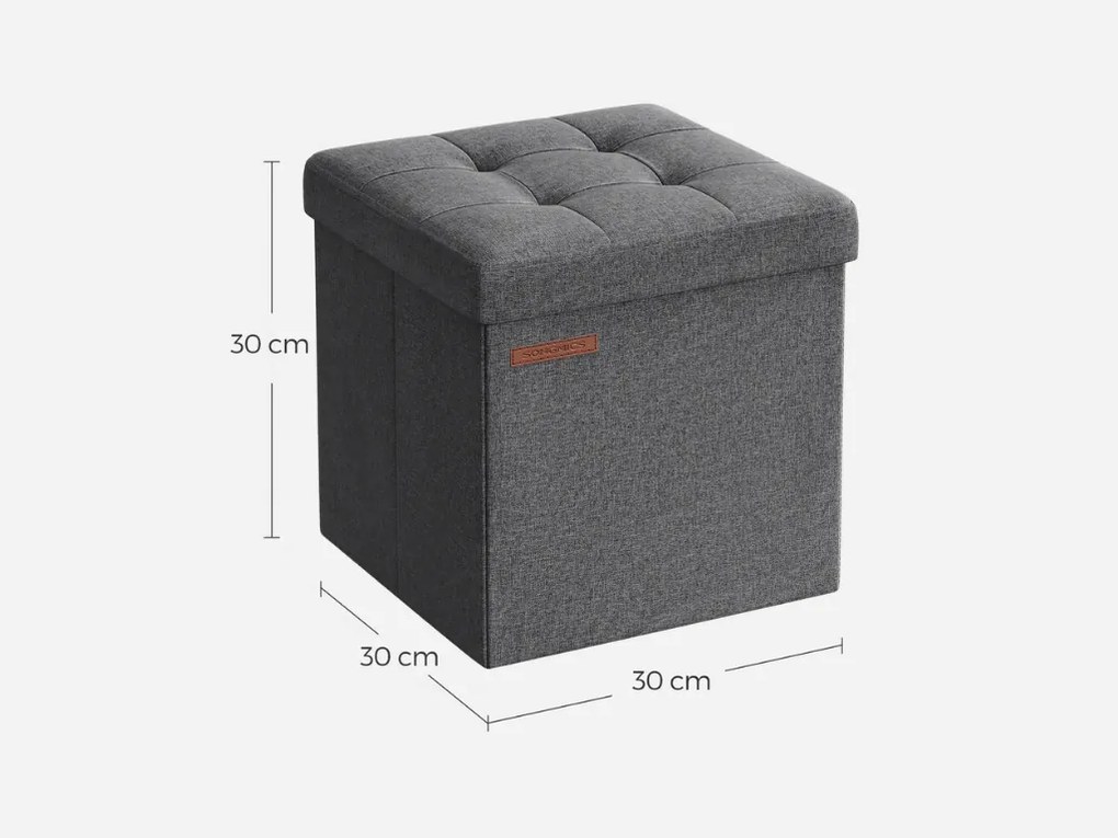 Skládací taburet s úložným prostorem COZY CUBE 30x30 cm, tmavě šedý