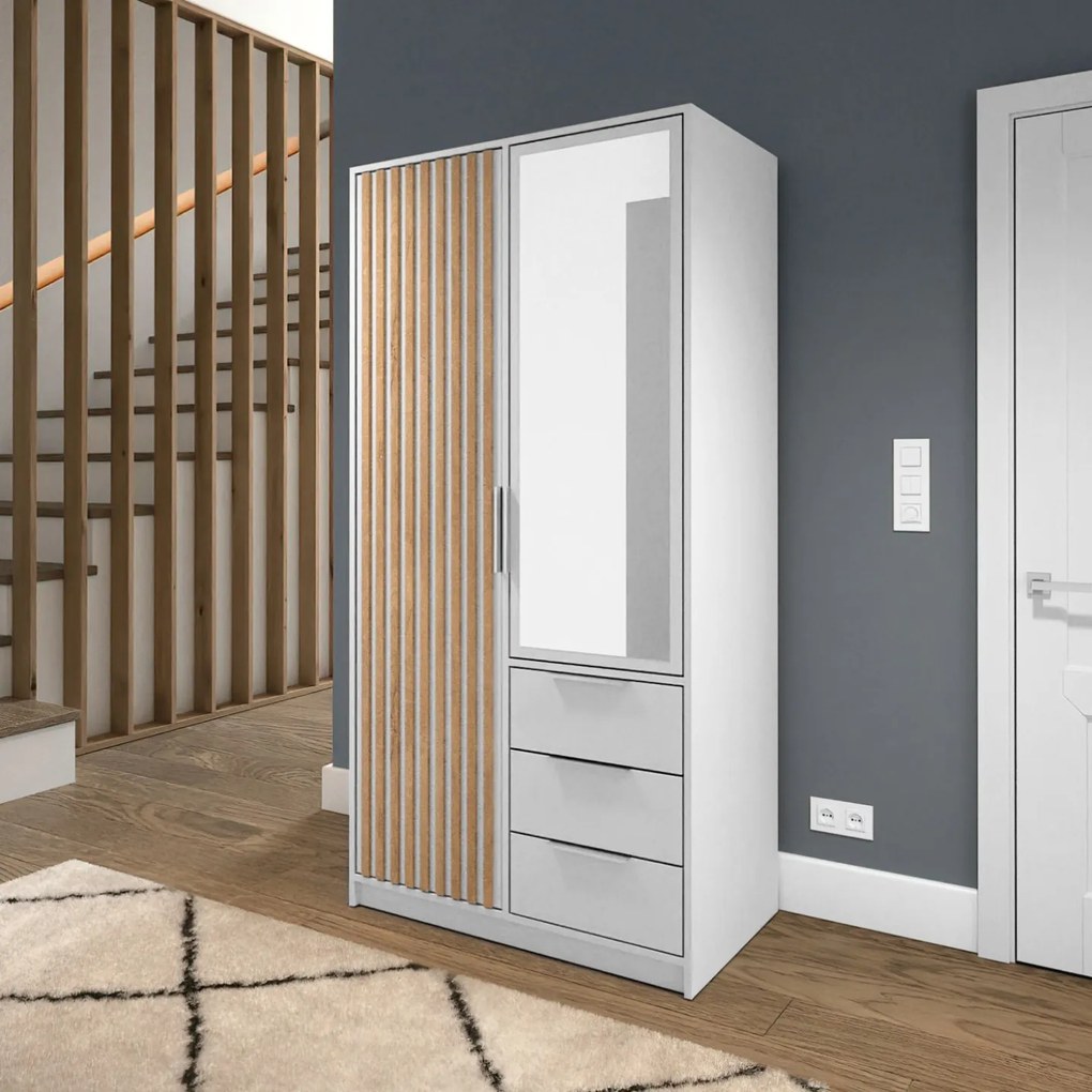 STO Šatní skříň BALI D2 LUX 100 cm,  Černá / Dub Votan
