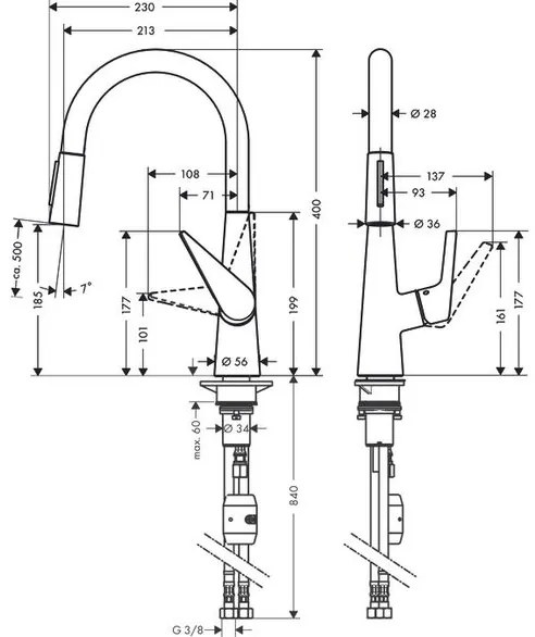 Hansgrohe Talis M51 páková kuchyňská baterie 200, 72813800