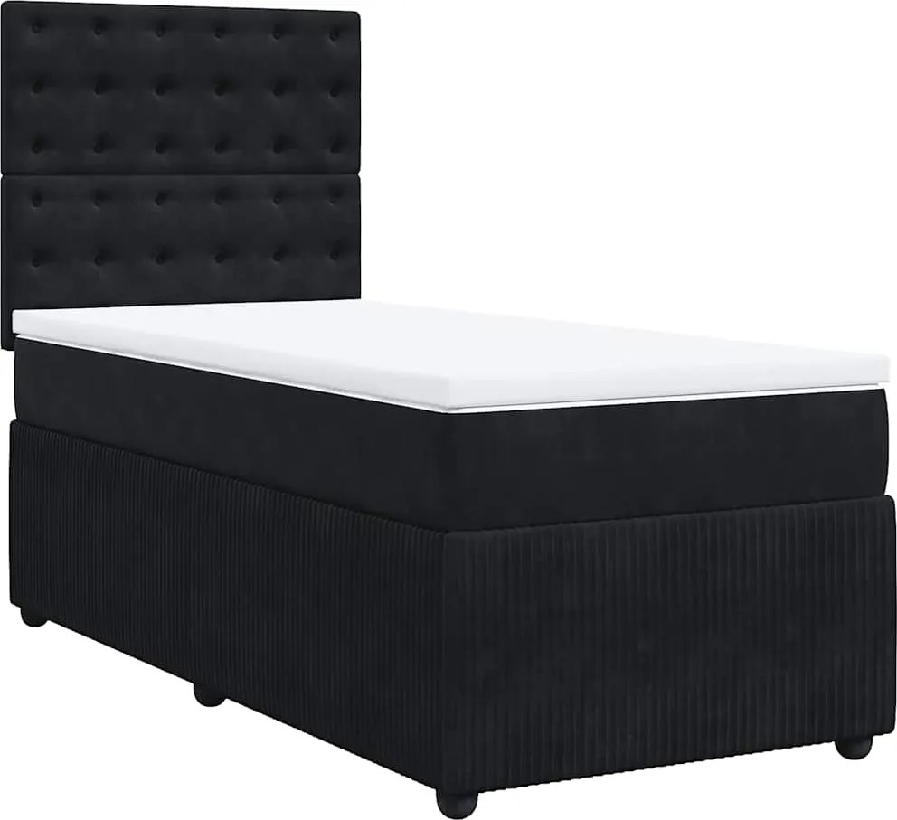Box spring postel s matrací černá 100x200 cm samet 3292276