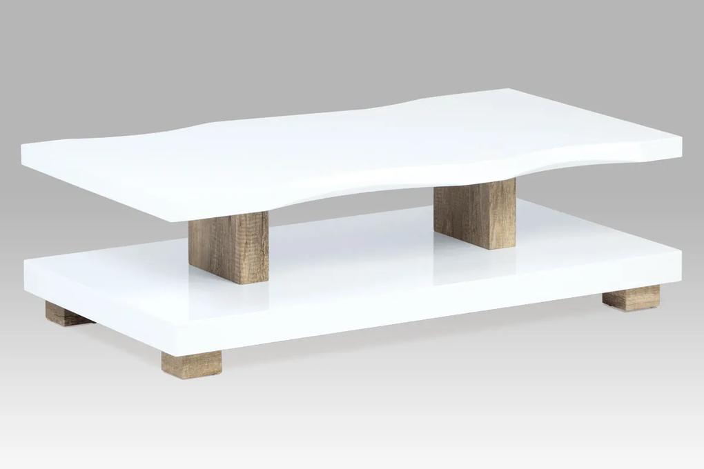 Konferenční stolek dřevěný 110 x 60 cm v kombinaci bílý lesk a dub canyon grey AHG-219 WT