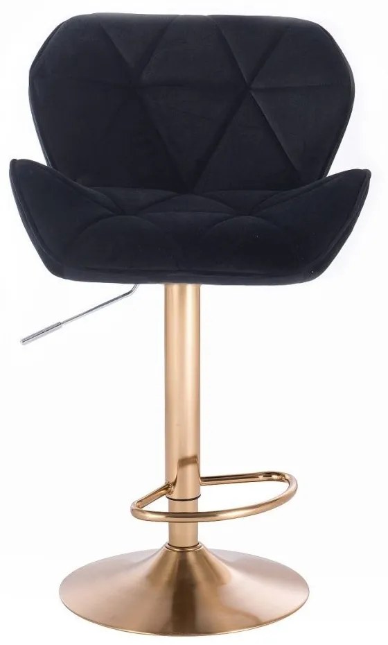 LuxuryForm DESIGN Barová židle MILANO VELUR na zlaté kulaté podstavě - černá