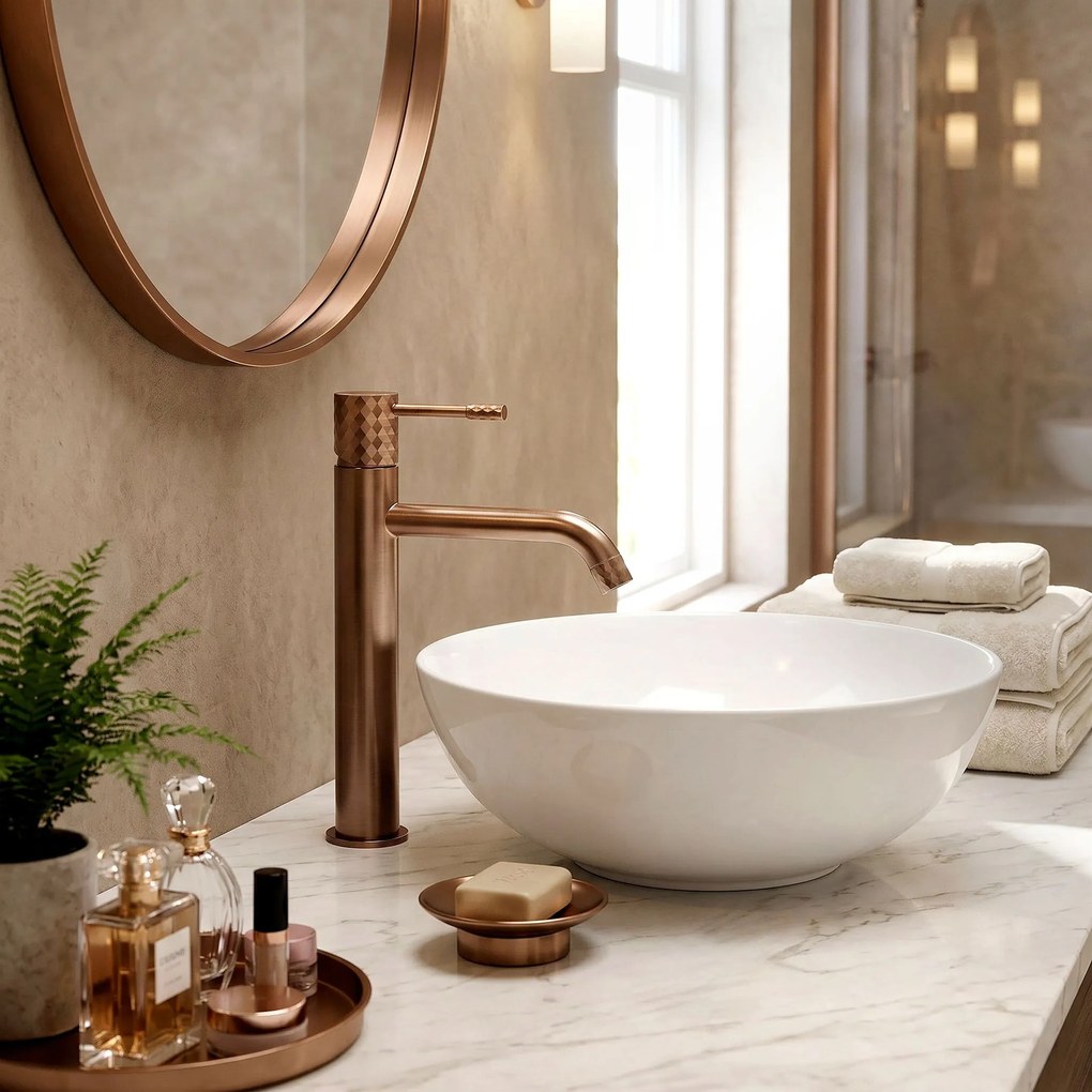 Rea Lungo Diamond, vysoká umyvadlová baterie h-300, měděná matná, REA-B9846