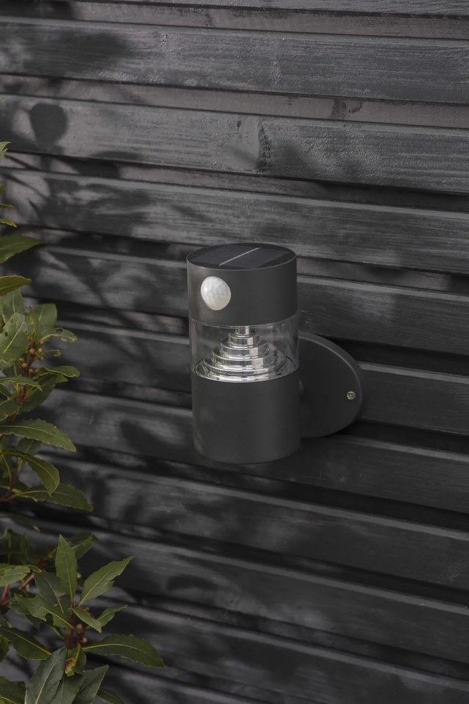 Garden Trading Venkovní nástěnné LED osvětlení na solární napájení Putney, černá barva, kov, plast