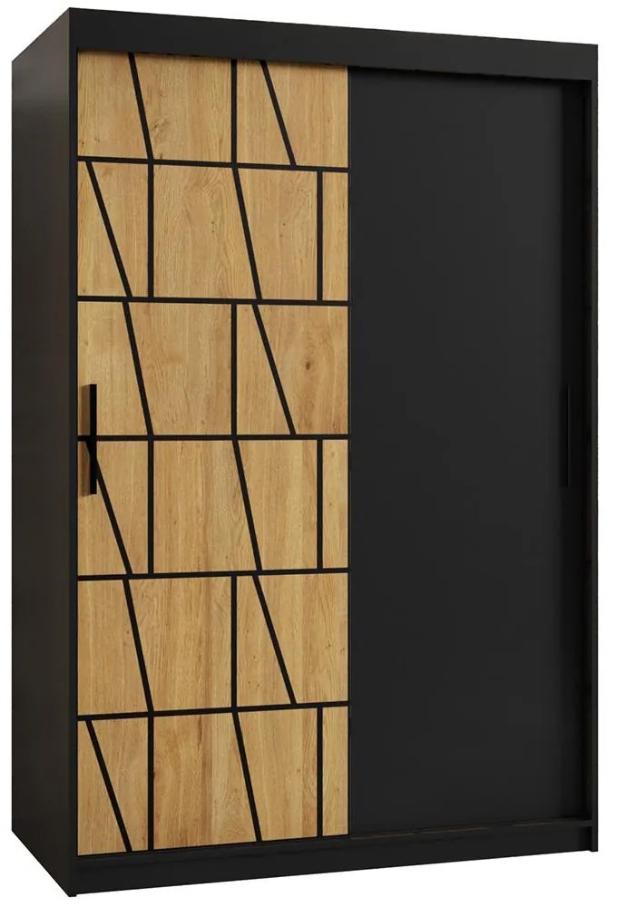 Šatní skříň Lima | 120 cm | černá/jasan