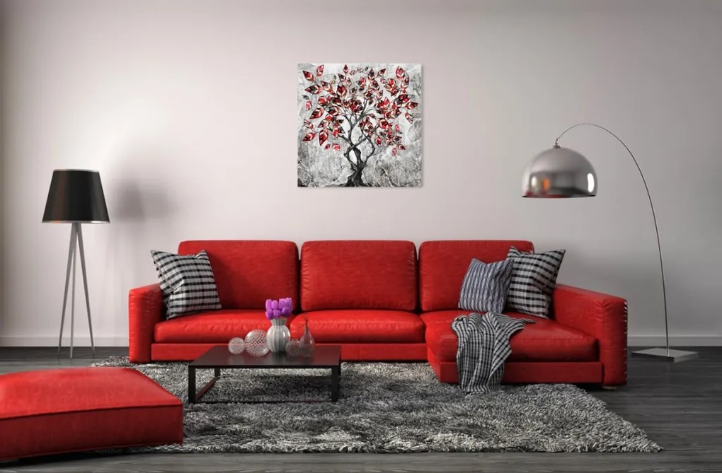 Obraz strom v mozaice Red Velikost (šířka x výška): 60x60 cm