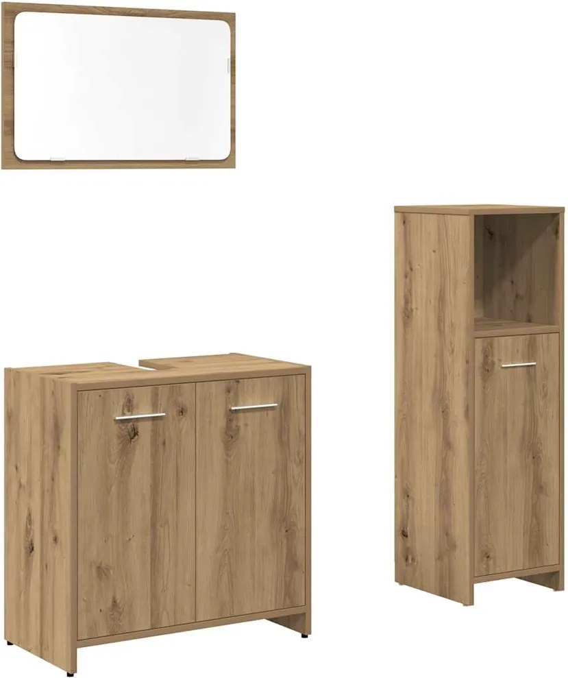 3dílná koupelnová sestava dub artisan kompozitní dřevo 3328560