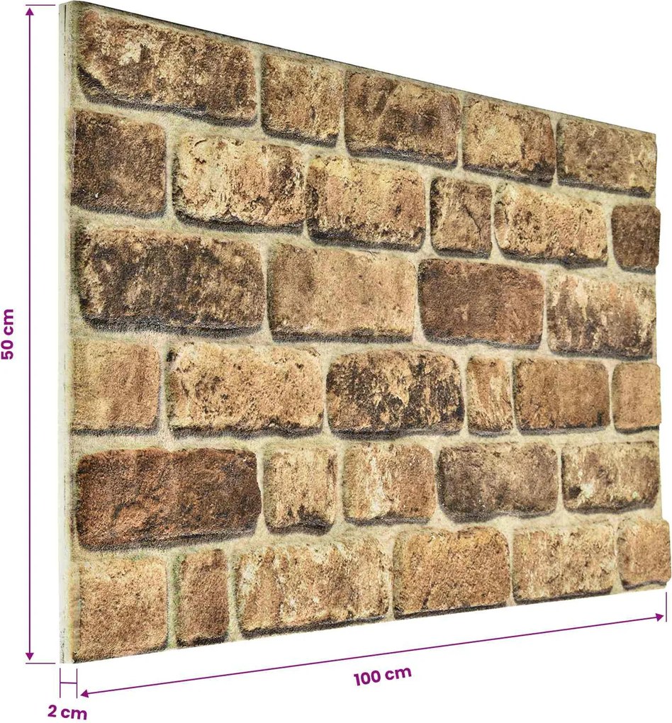 Nástěnné panely 10 ks 100 x 50 cm Tmavý písek EPS pěna 332926
