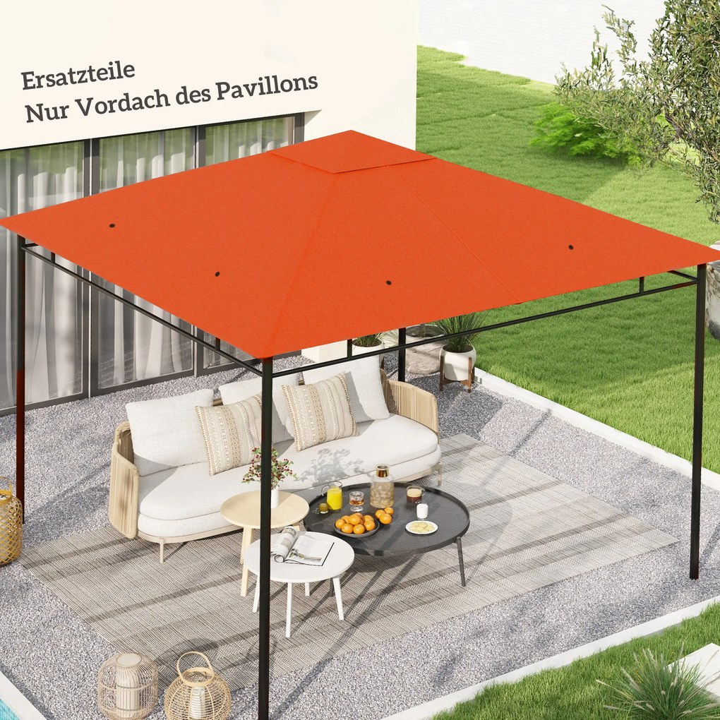 Outsunny náhradní střešní kryt altánu z polyesteru 2,98 x 2,95 m v oranžové barvě pro zahradní altán