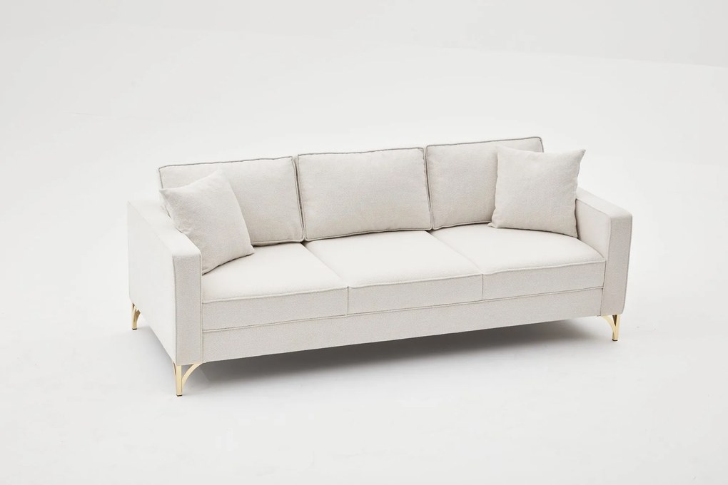 Hanah Home Třímístná pohovka BERLIN krémová se zlatou 222 cm 825BLC2797
