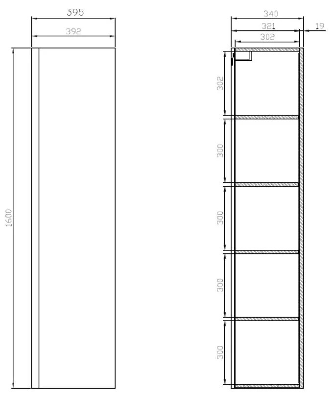 Cersanit - Moduo vysoká skříňka, bílý lesk, S590-020-DSM