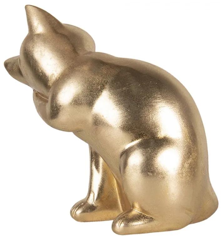 Zlatá dekorativní soška kočka – 21x13x20 cm