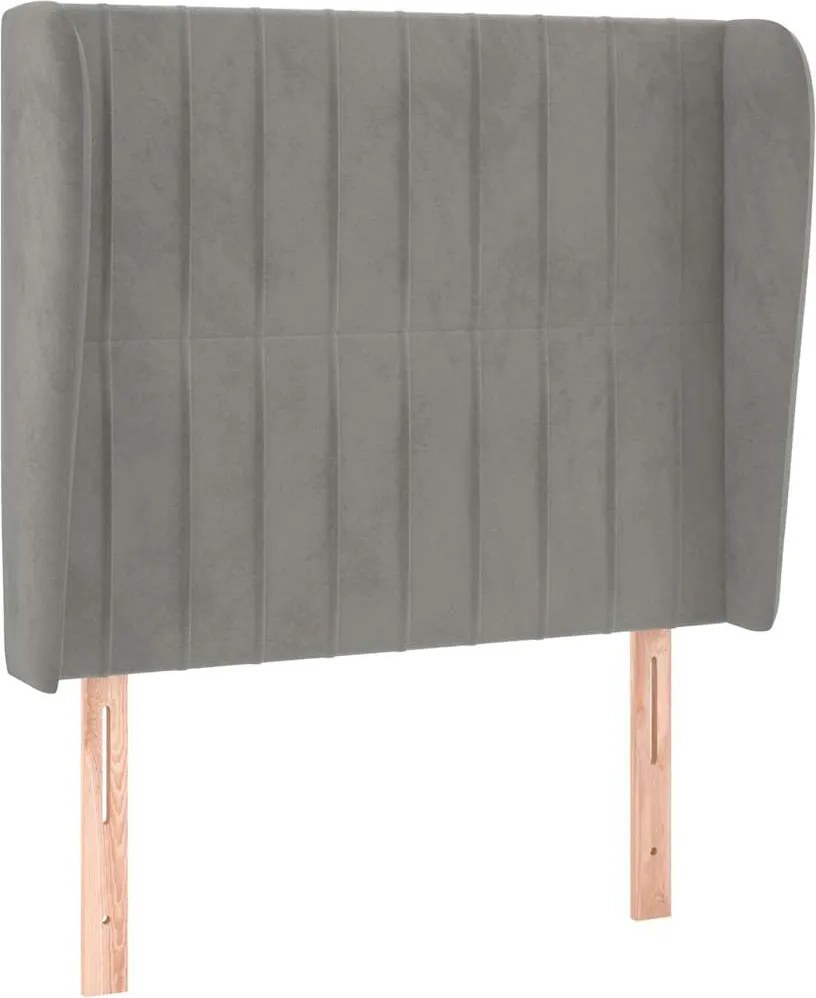 Čelo postele typu ušák světle šedé 93 x 23 x 118/128 cm samet 3118230