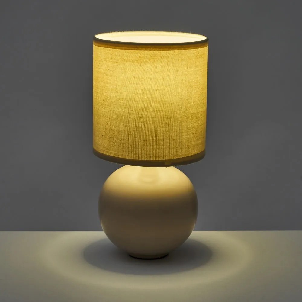 Béžová keramická stolní lampa s textilním stínidlem (výška 24,5 cm) – Casa Selección
