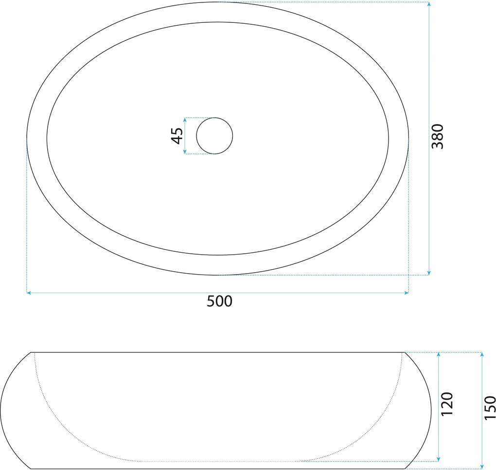 Rea Mika Gabro, umyvadlo na desku 480x380x155 mm, imitace kamene-černá, REA-U0634